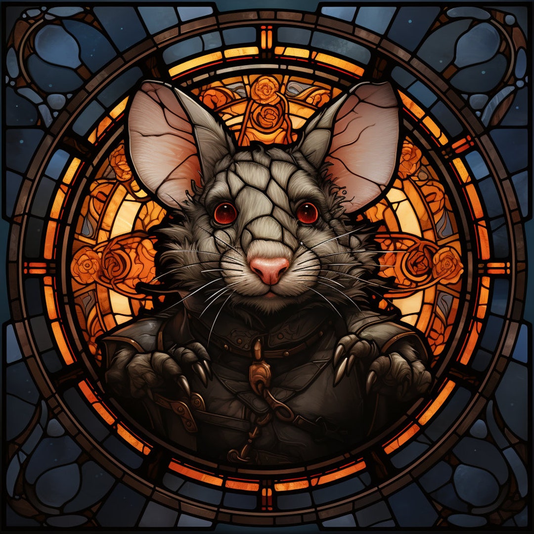 Rat Stained Glass Design for Tumbler Sublimation, T-shirt Design, Wall ...