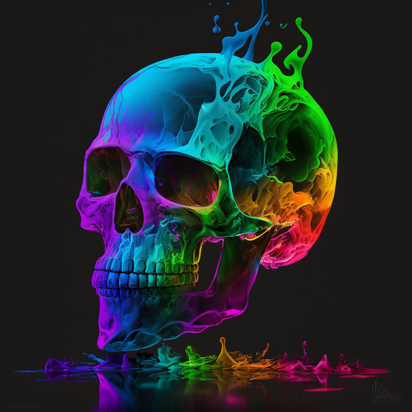 Neon Skull Rainbow Design for Tumbler Sublimation T-shirt - Etsy