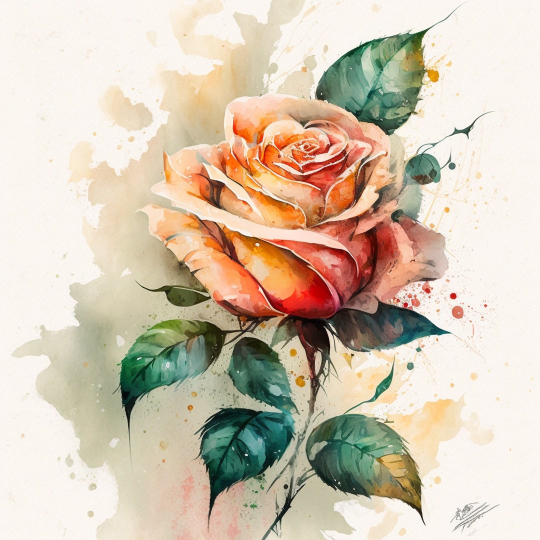 Watercolor Rose Design for Tumbler Sublimation, T-shirt Design, Wall ...