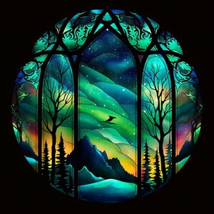 Aurora Borealis Stained Glass Design for Tumbler Sublimation, T-shirt ...