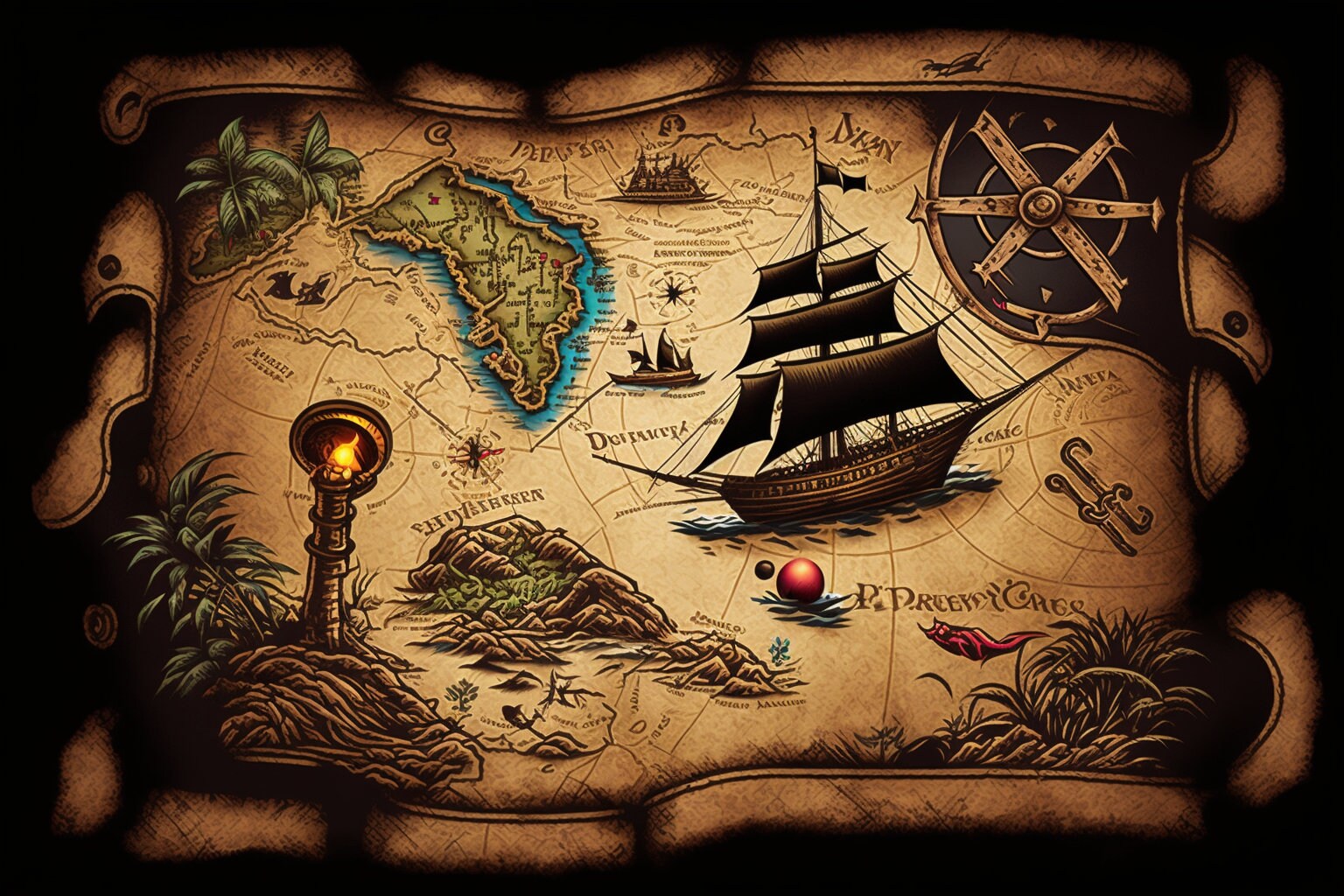 Treasure Map Design Prints for Tumbler Sublimation, T-shirt Design ...