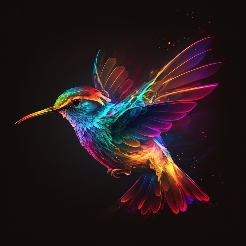 Neon Colorful Humming Bird Design for Tumbler Sublimation - Etsy
