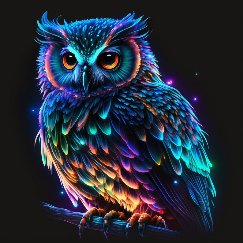 Neon Owl Design for Tumbler Sublimation, T-shirt Design, Wall Art - PNG ...