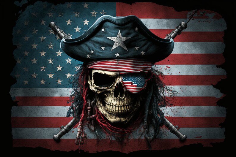 USA Flag Pirate Style PNG Files - Etsy