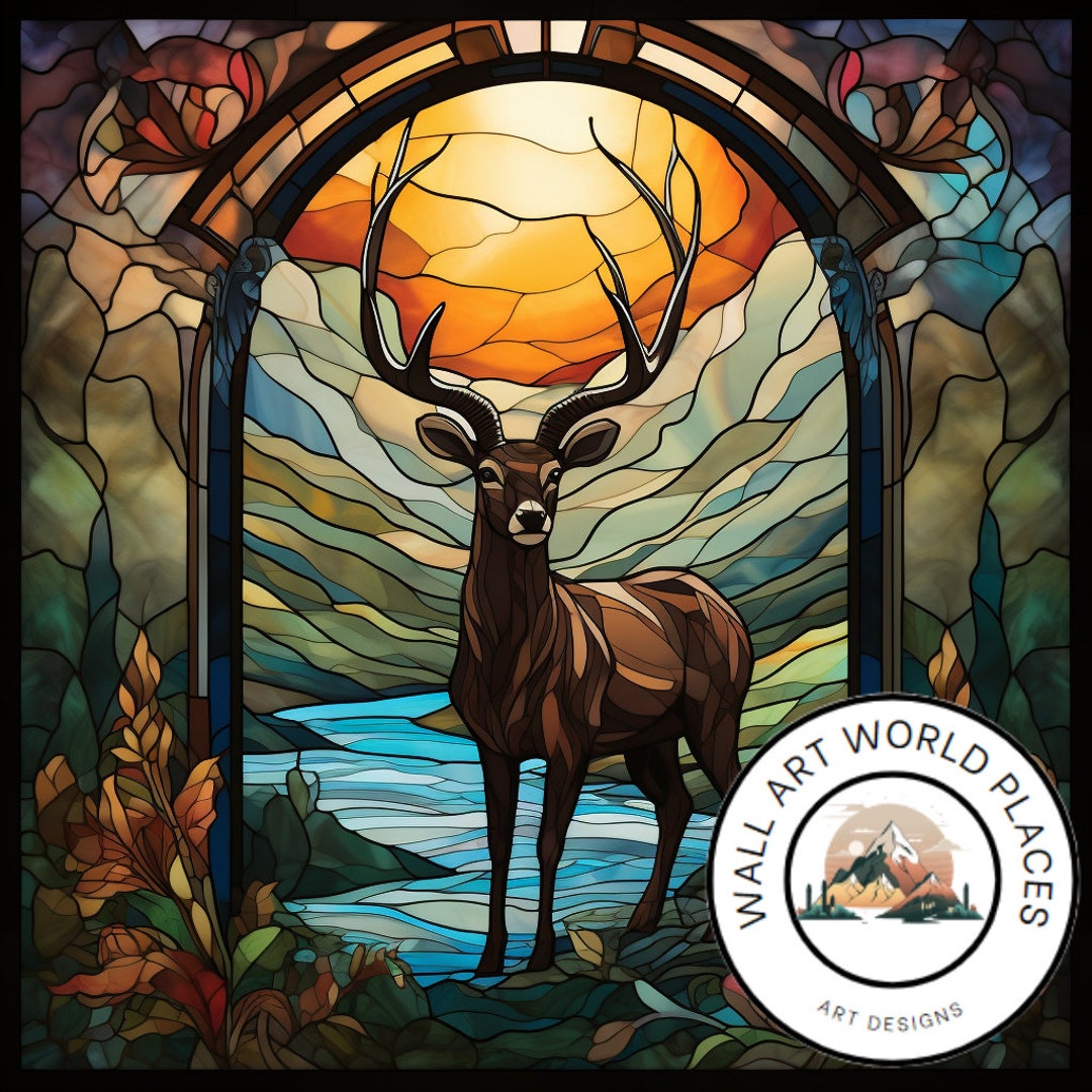 Antelope Stained Glass Design for Tumbler Sublimation, T-shirt Design ...