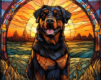 Rottweiler Stained Glass PNG Rottweiler Stained Glass Design for ...