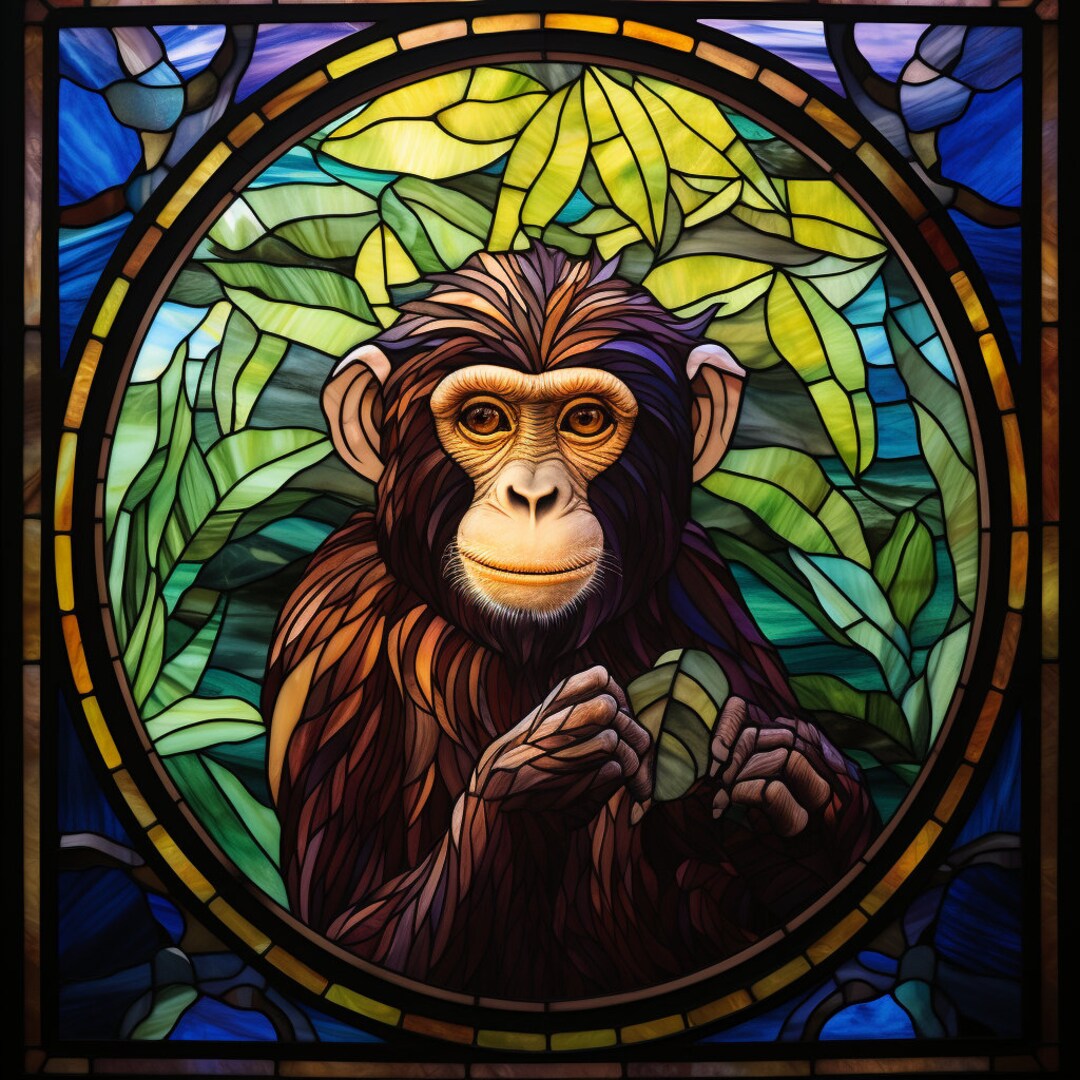 Monkey Stained Glass Design for Tumbler Sublimation, T-shirt Design ...