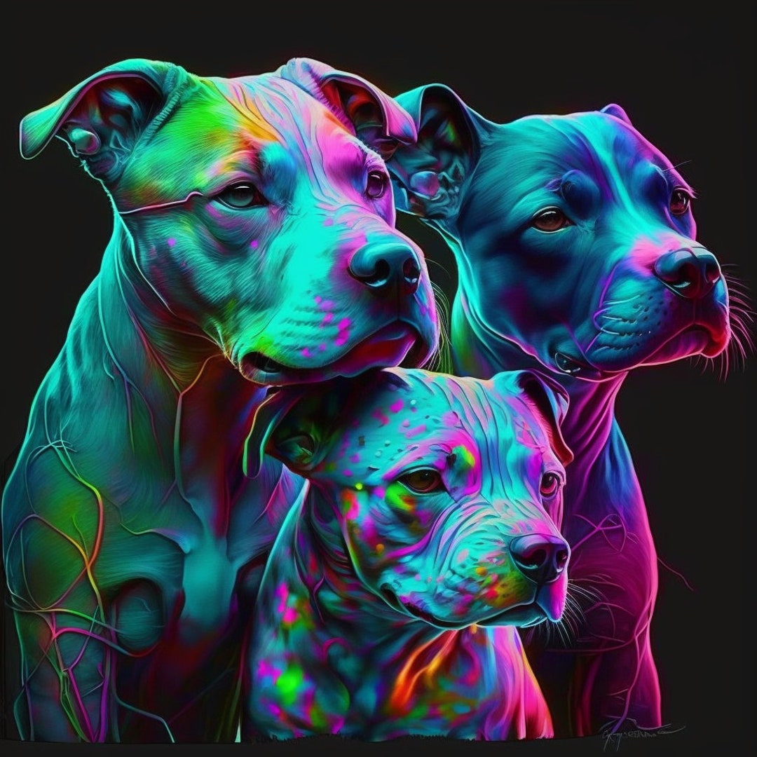Neon Rainbow Pitbulls Design for Tumbler Sublimation T-shirt - Etsy