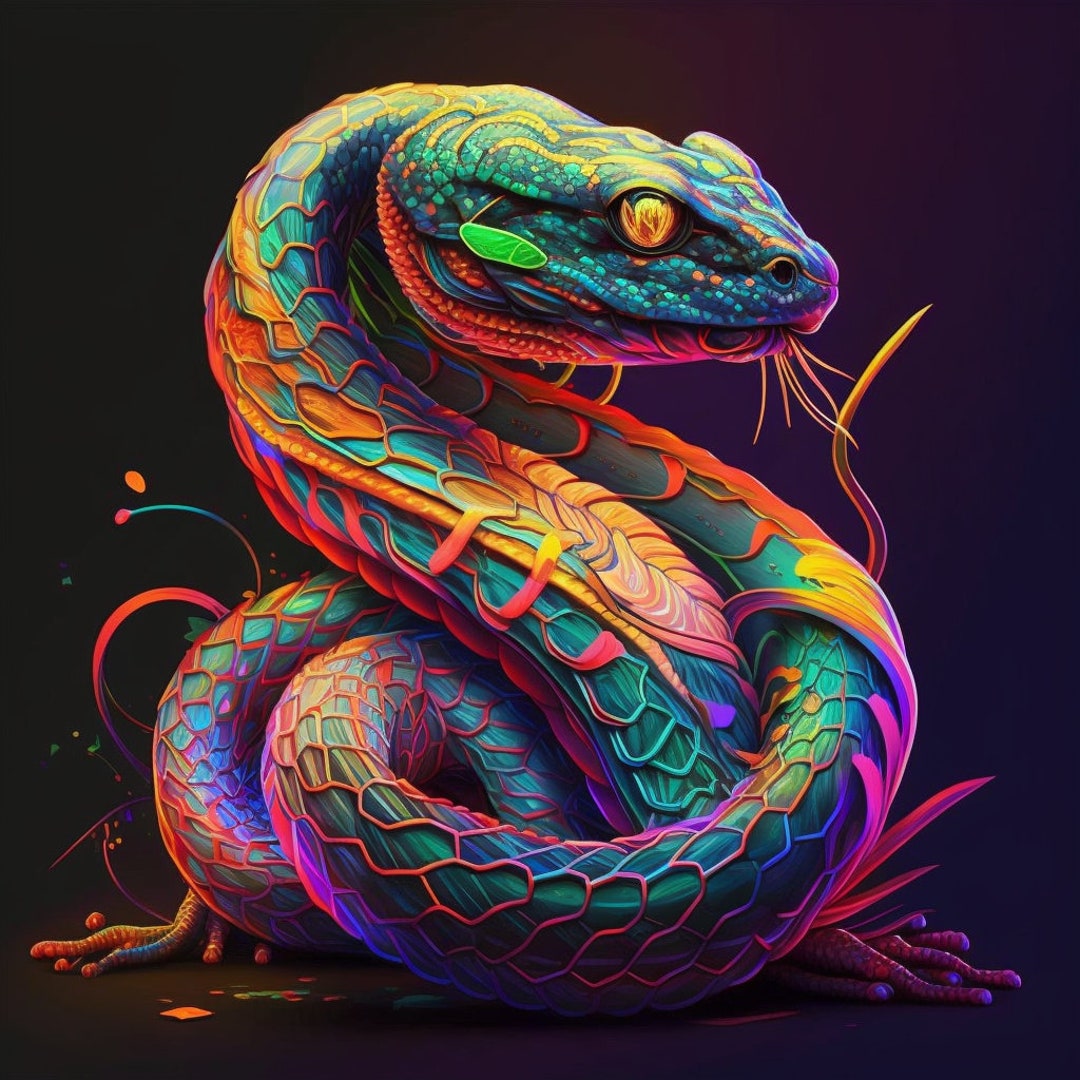Neon Snake Design for Tumbler Sublimation, T-shirt Design, Wall Art ...