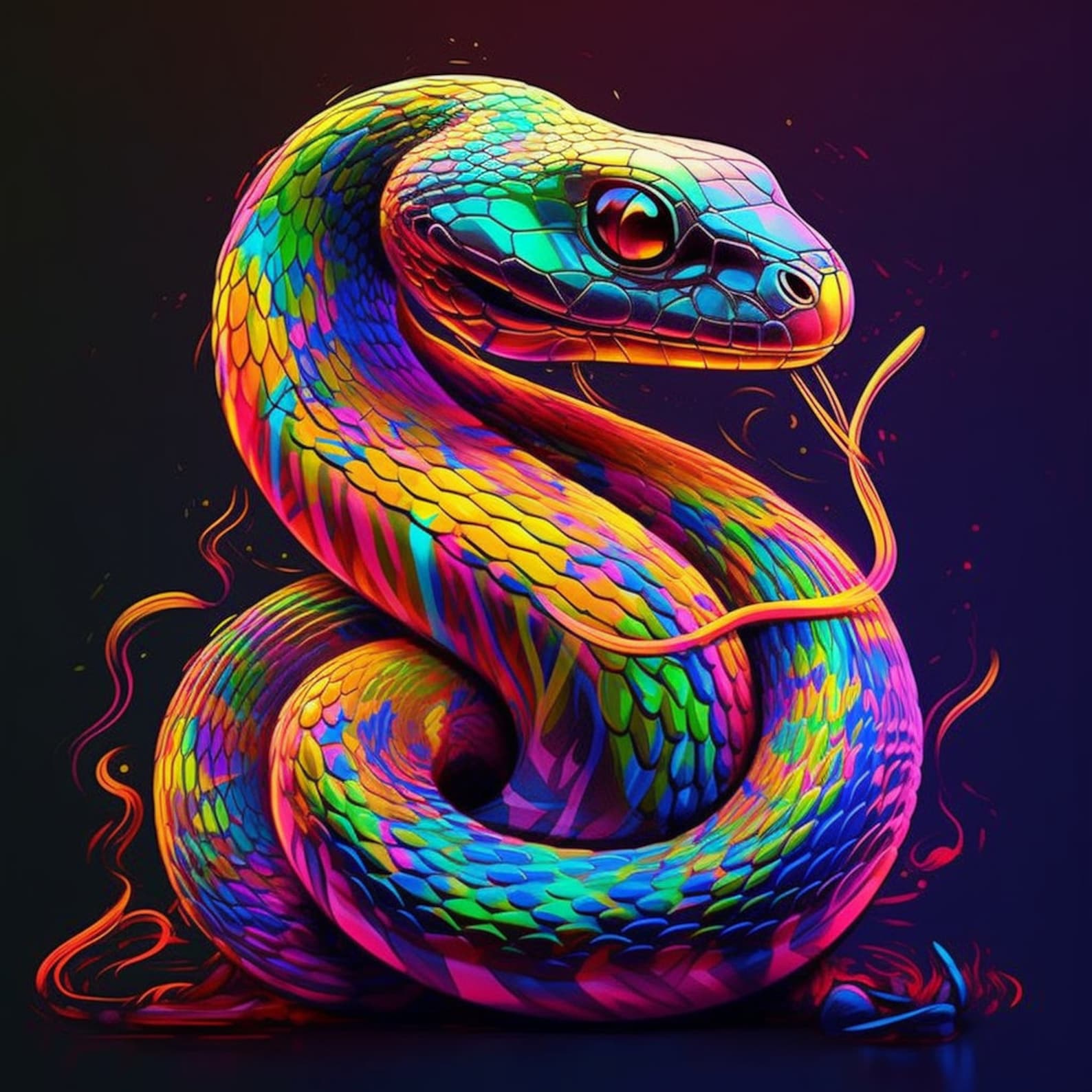 Neon Snake Design for Tumbler Sublimation, T-shirt Design, Wall Art ...