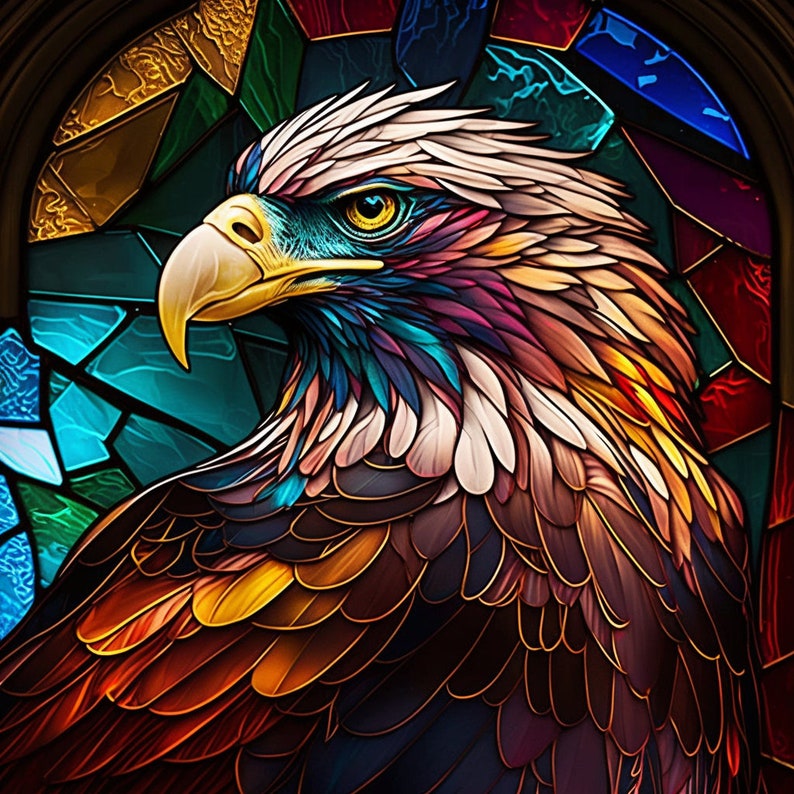 Colorful Eagle Stained Glass Design for Tumbler Sublimation - Etsy