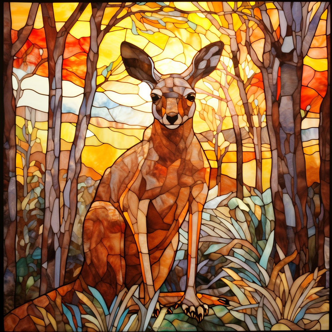 Kangaroo Stained Glass Design for Tumbler Sublimation, T-shirt Design ...