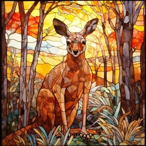 Kangaroo Stained Glass Design for Tumbler Sublimation, T-shirt Design ...
