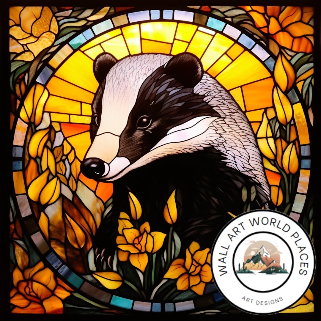 Badger Stained Glass Design for Tumbler Sublimation, T-shirt Design ...