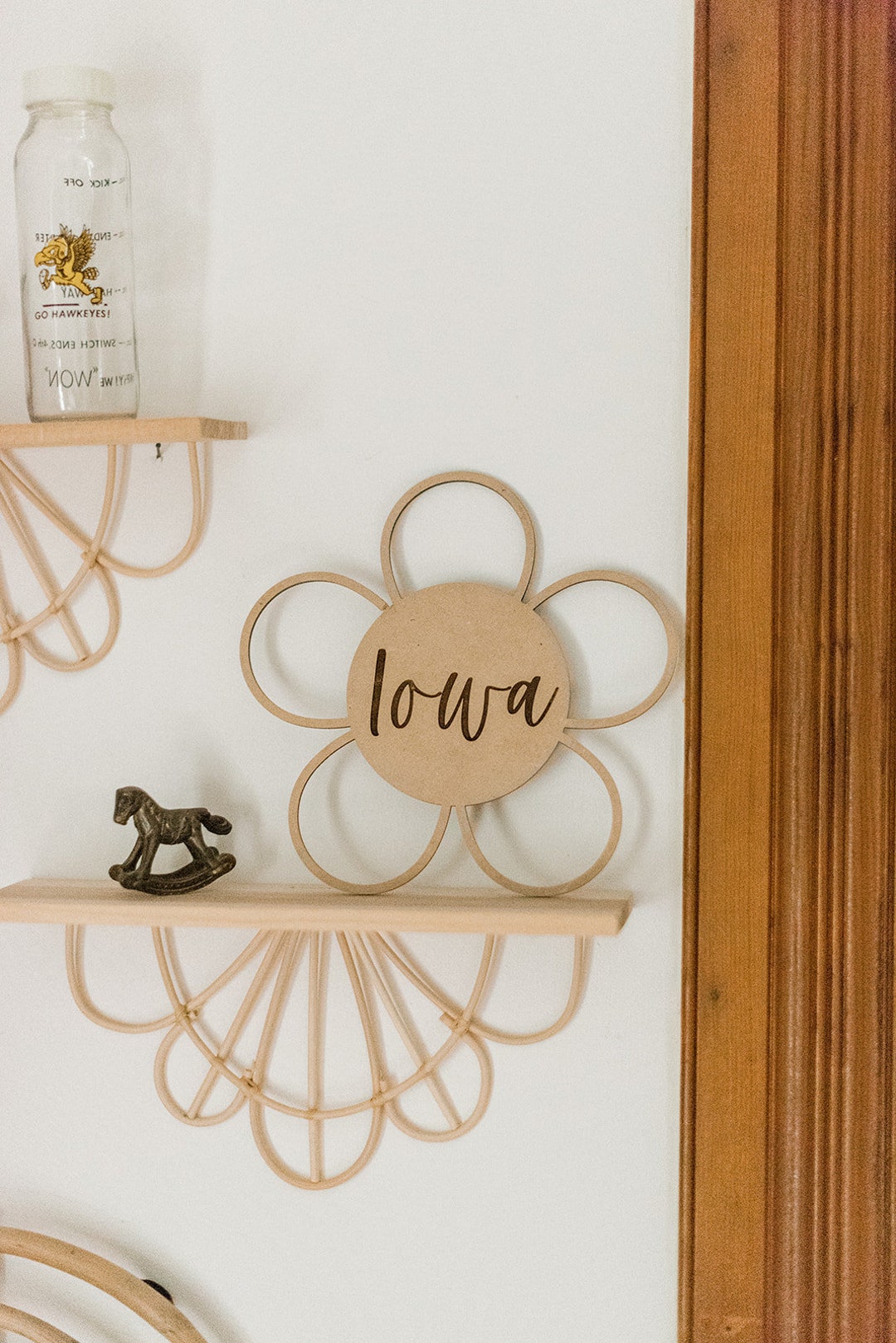 Iowa Flower, Wall Hanging, Wood Flower, Engraved Flower, Iowa, Iowa ...