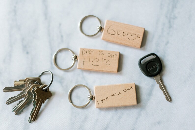 Father's Day Keychain With Kids Art Engraved, Kids Handwriting or Art ...