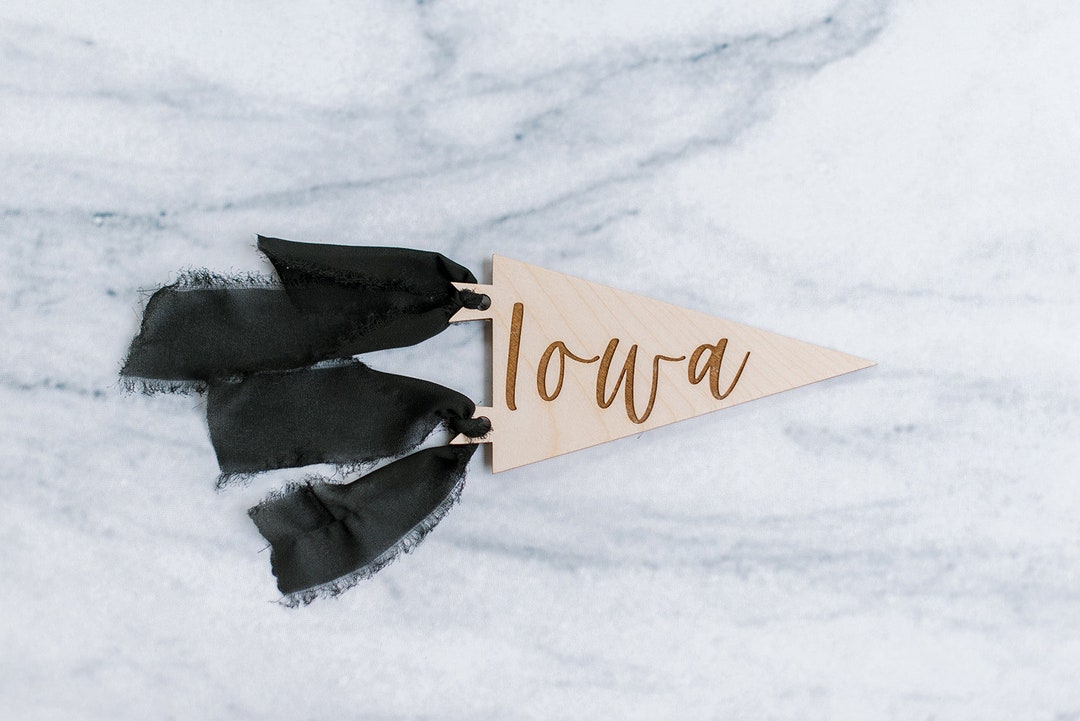 Iowa Pennant, Wall Hanging, Wood Pennant, Engraved Pennant, Iowa, Iowa ...