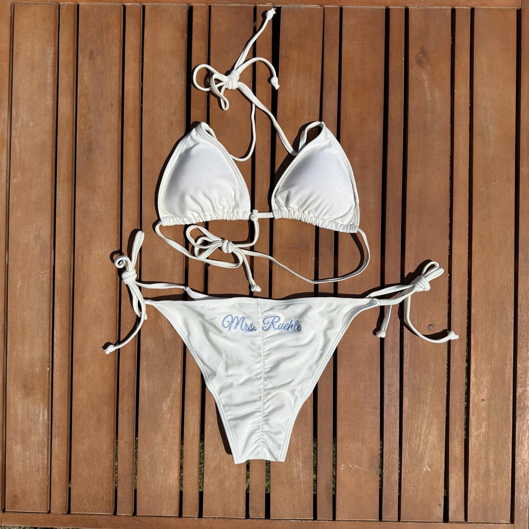 Custom Embroidered Bridal Swimsuit, Personalized Bridal Bikini - Etsy