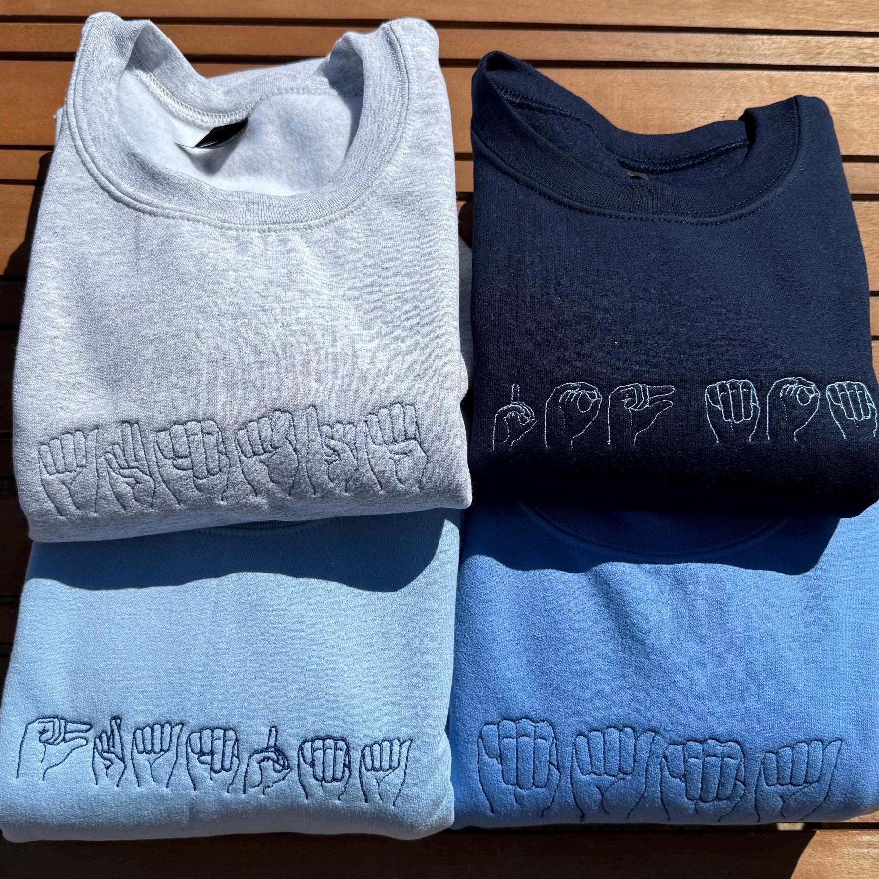 Custom ASL Embroidered Sweatshirt, Sign Language Gift - Etsy
