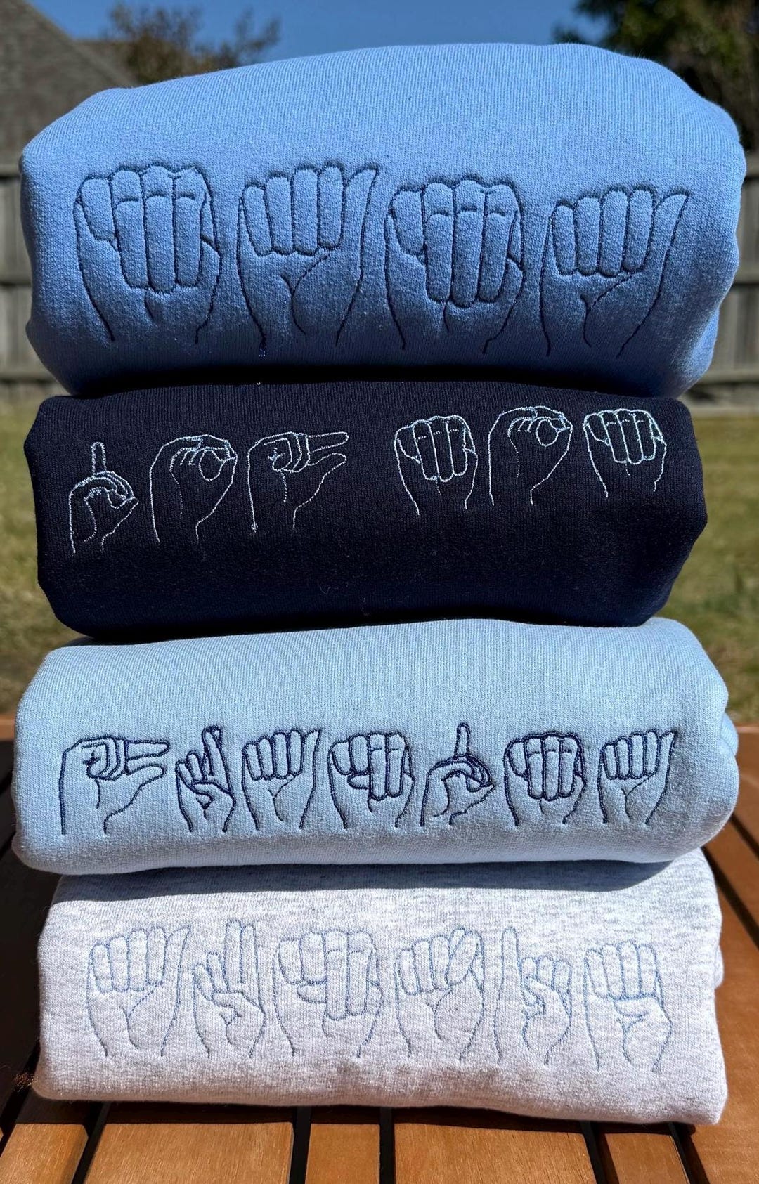 Custom Embroidered ASL Sweatshirt, Personalized Sign Language Gift - Etsy