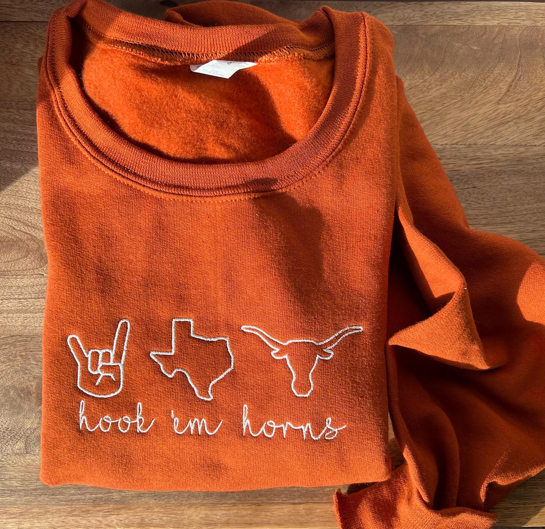 Embroidered Hook Em Horns Sweatshirt - Texas Orange UT Alumni Gift - Etsy