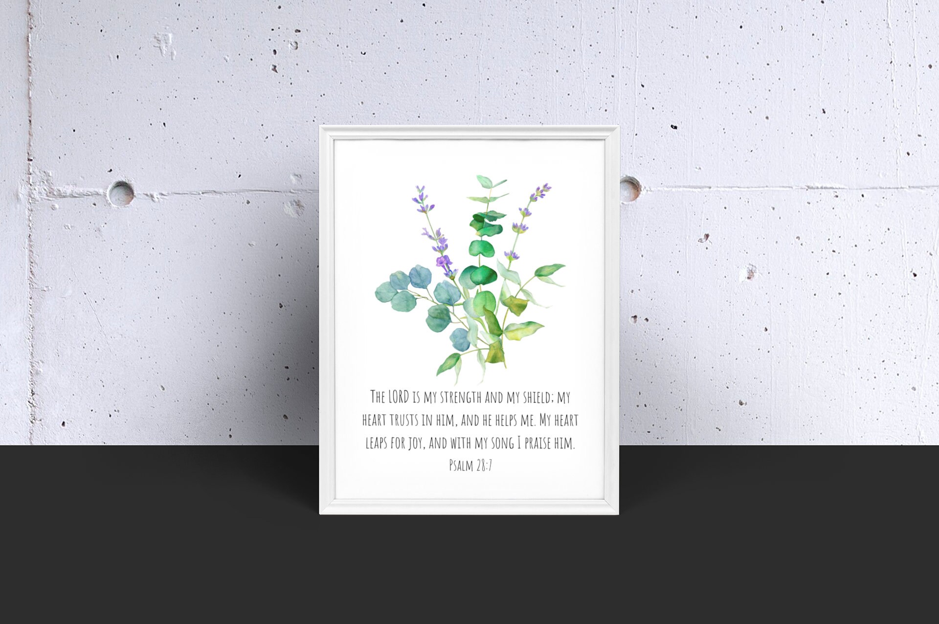 Psalm 28:7 Printable Wall Art the Lord is My Strength Bible Verse Decor ...