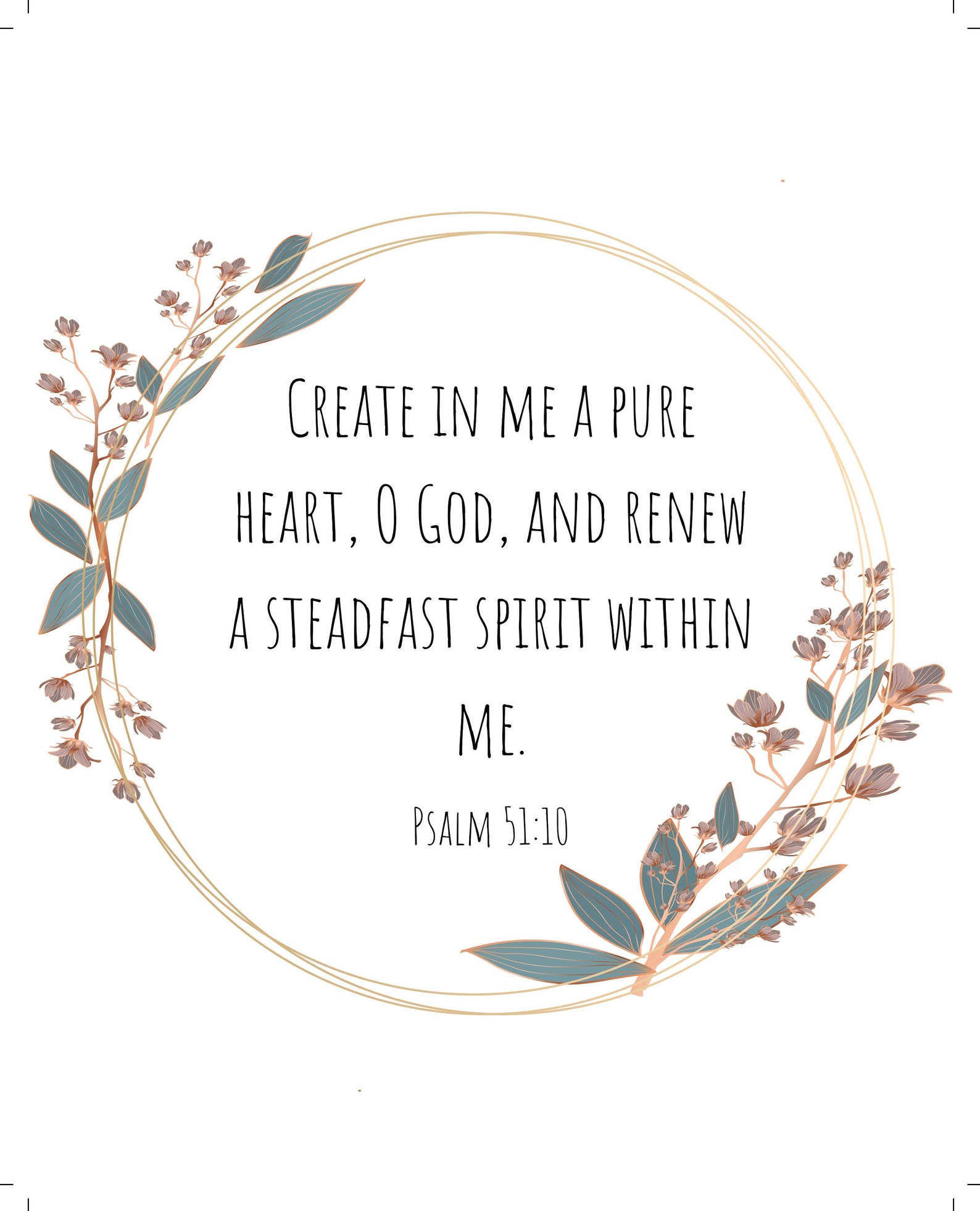 Psalm 51:10 Printable Wall Art Bible Verse Decor Christian Decor ...