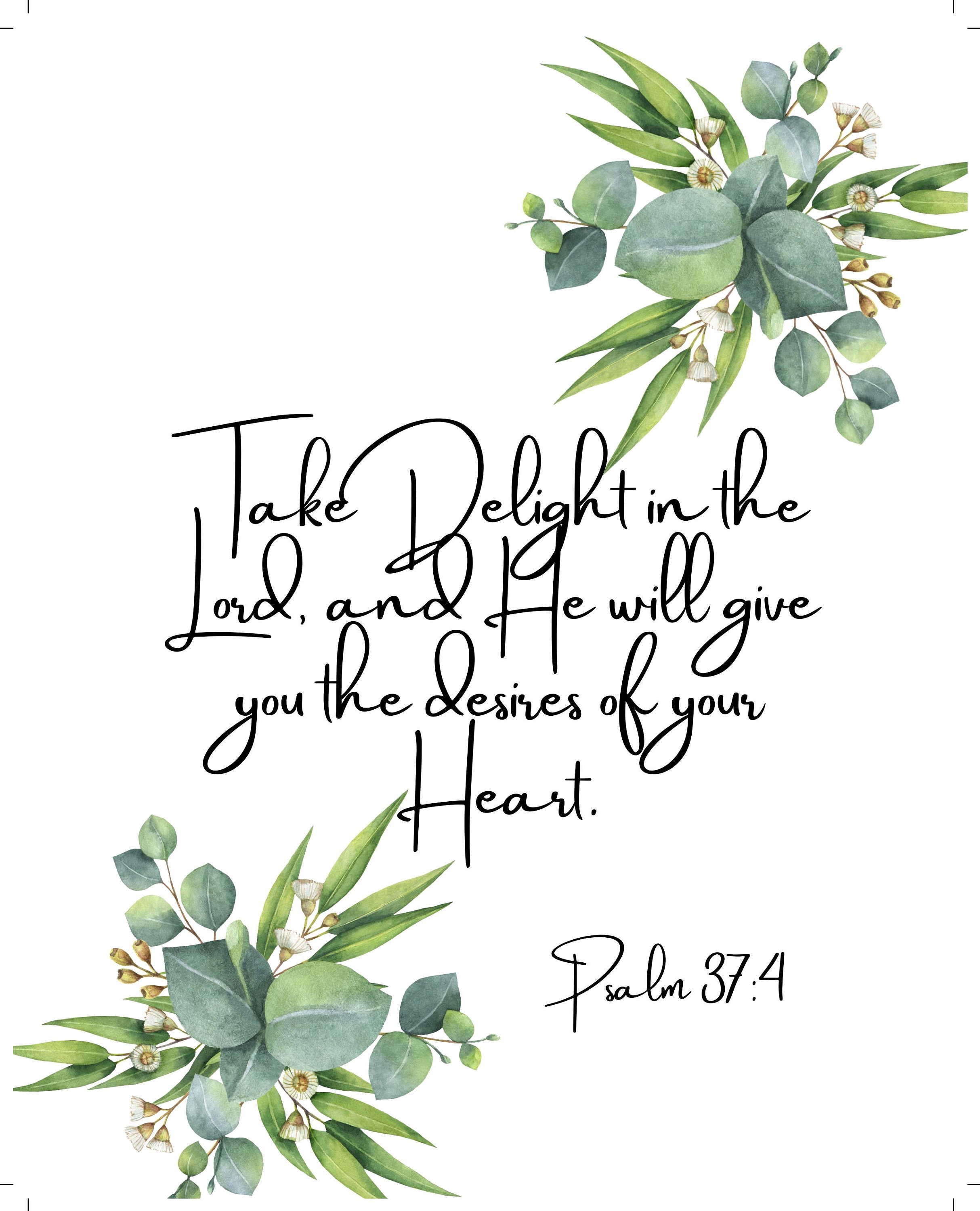 Printable Bible Verse Wall Art Take Delight in the Lord Digital File ...