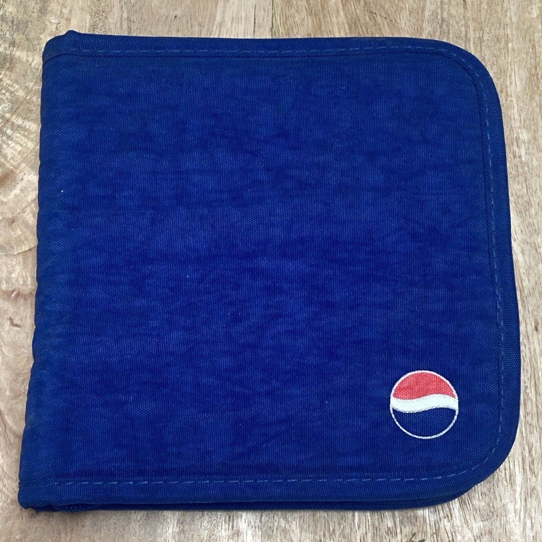 Pepsi Cola 12 Disc CD Case Storage Travel Wallet Blue Nylon Vintage ...
