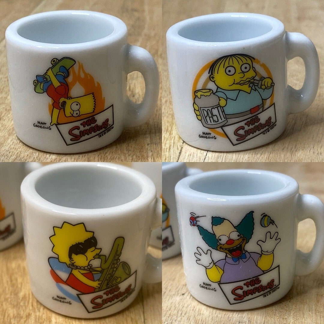 Simpsons 1 Miniature Cup Lot of 4 Bart Lisa Ralph Krusty Gum Ball ...