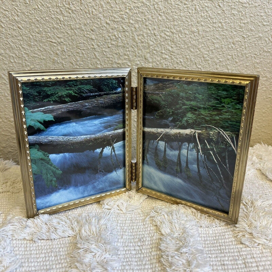 Vintage Double Bi-fold Frame Photo Picture Brass Gold Hinged 4x5 MCM - Etsy
