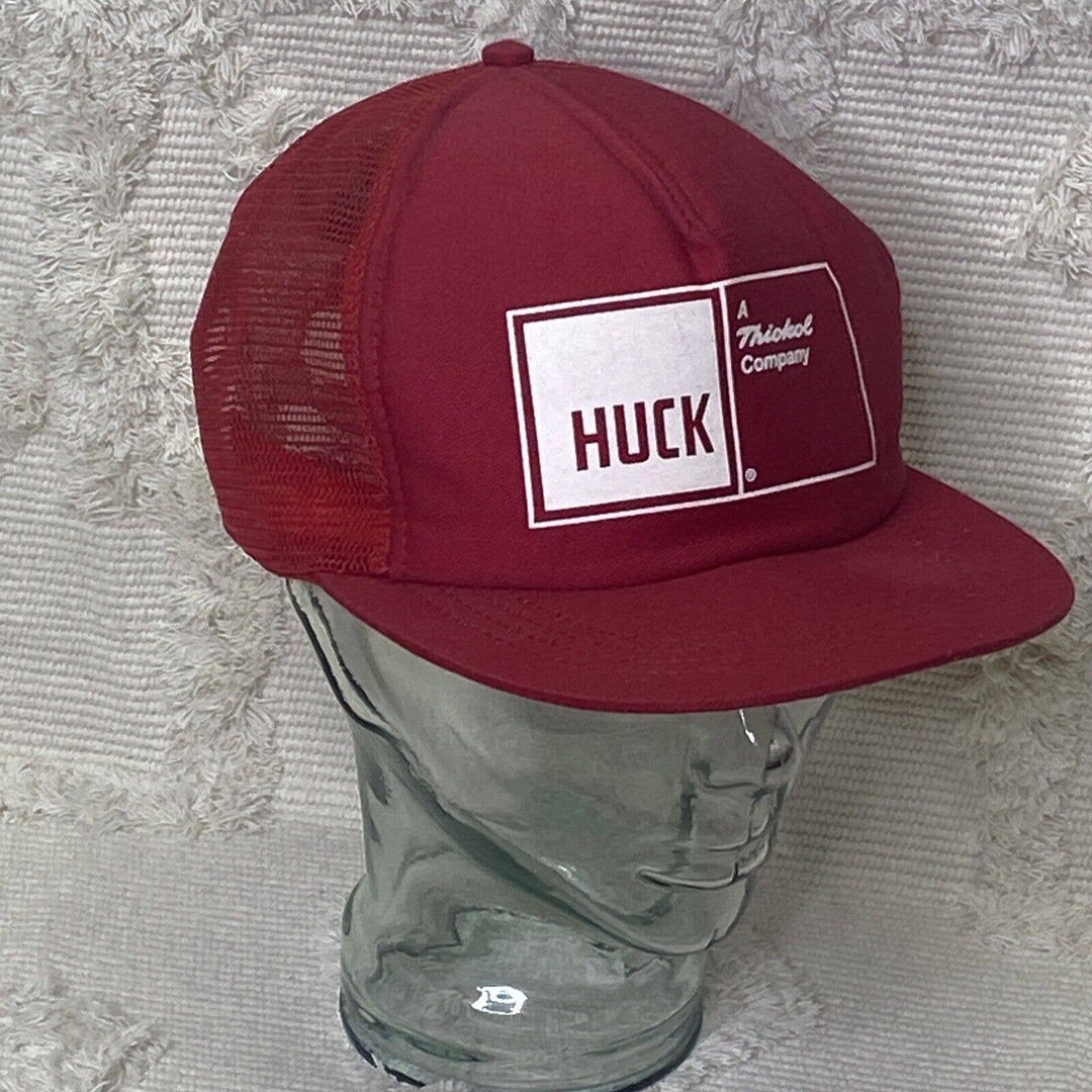 Vintage Mesh Trucker Hat Red Huck A Thiokol Company read - Etsy