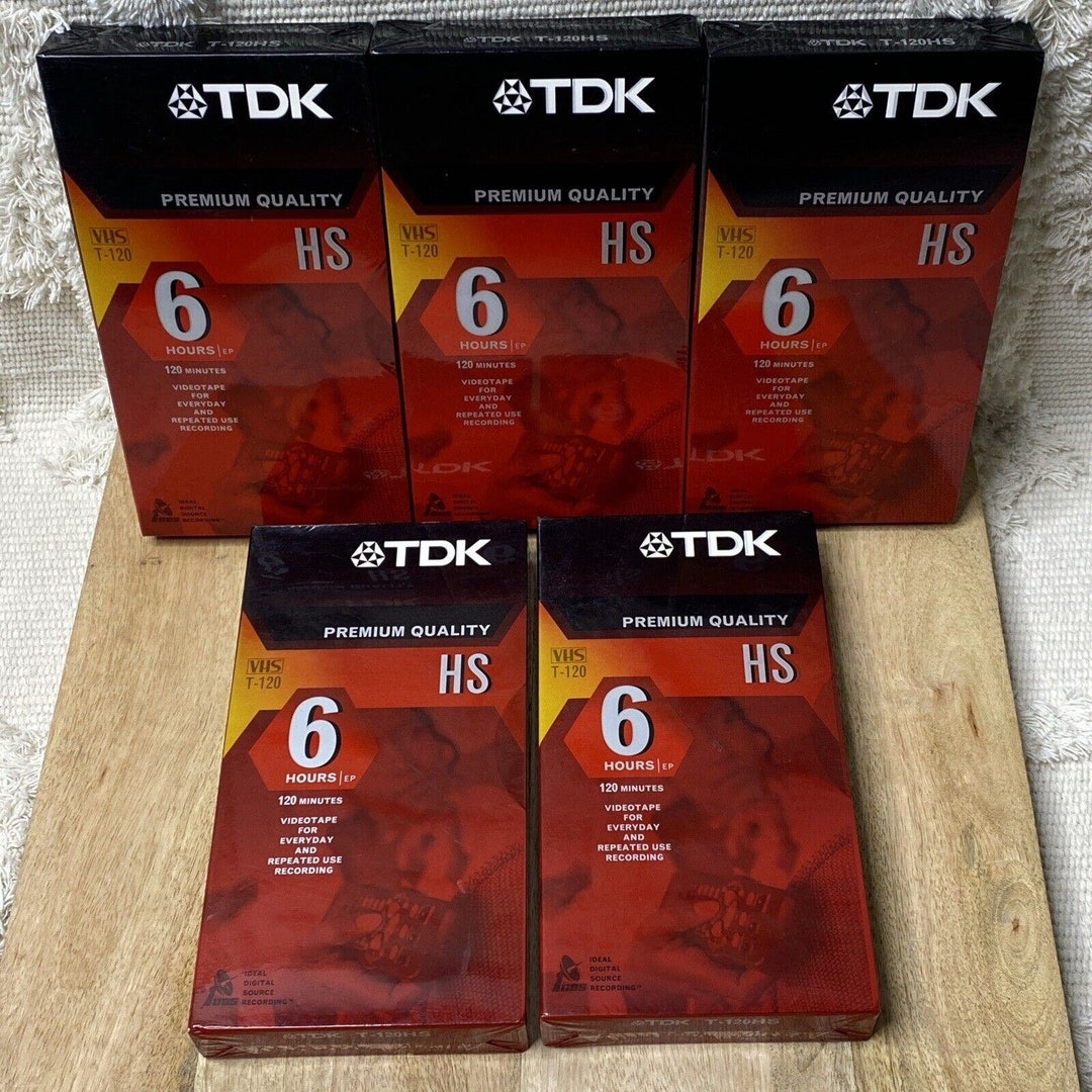 Lot of 5 Sealed New TDK Vhs Tapes T-120 HS Premium Quality VCR 6 Hours Ep - Etsy