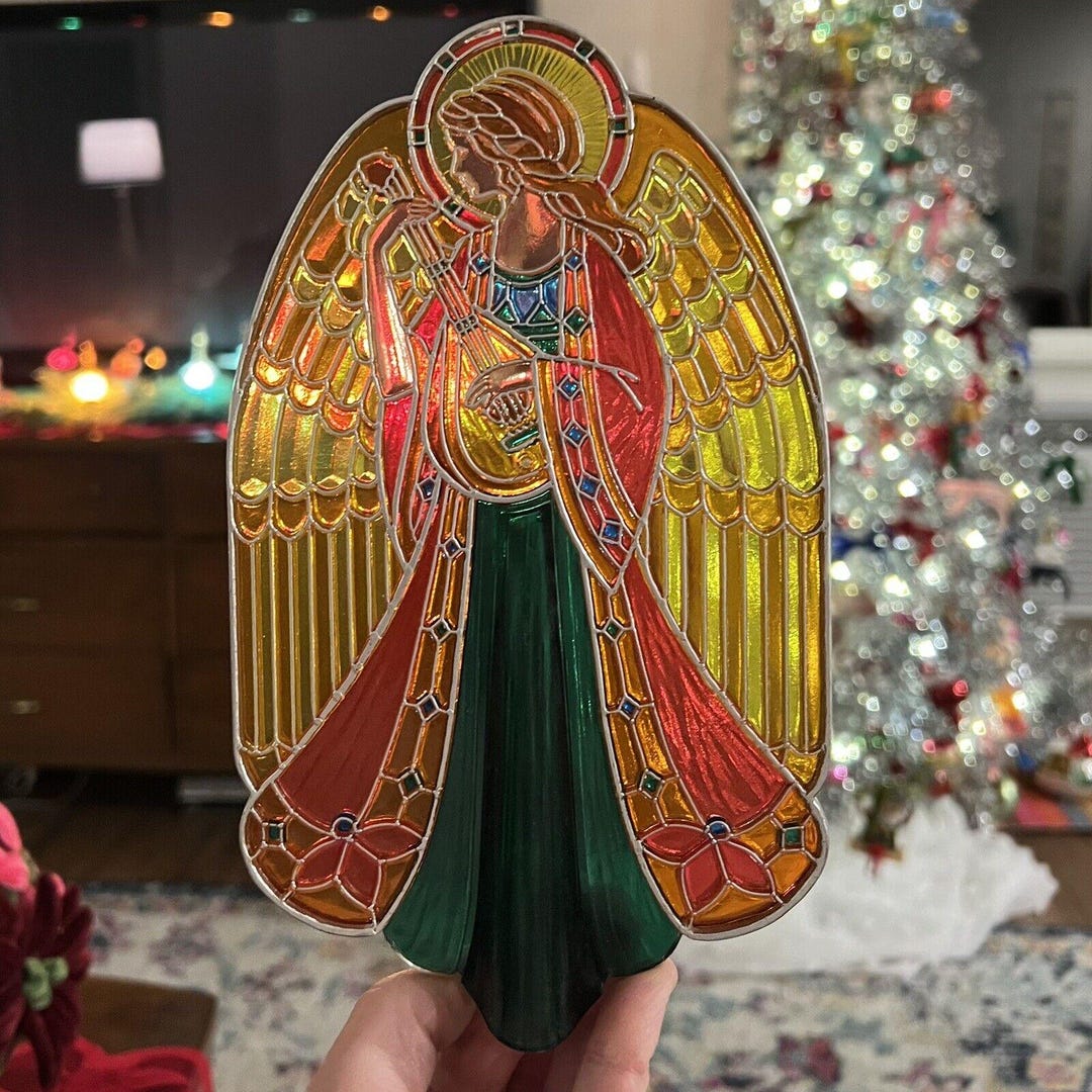 Vintage 1979 Hallmark Tree Topper Christmas Angel Translucent Acrylic ...