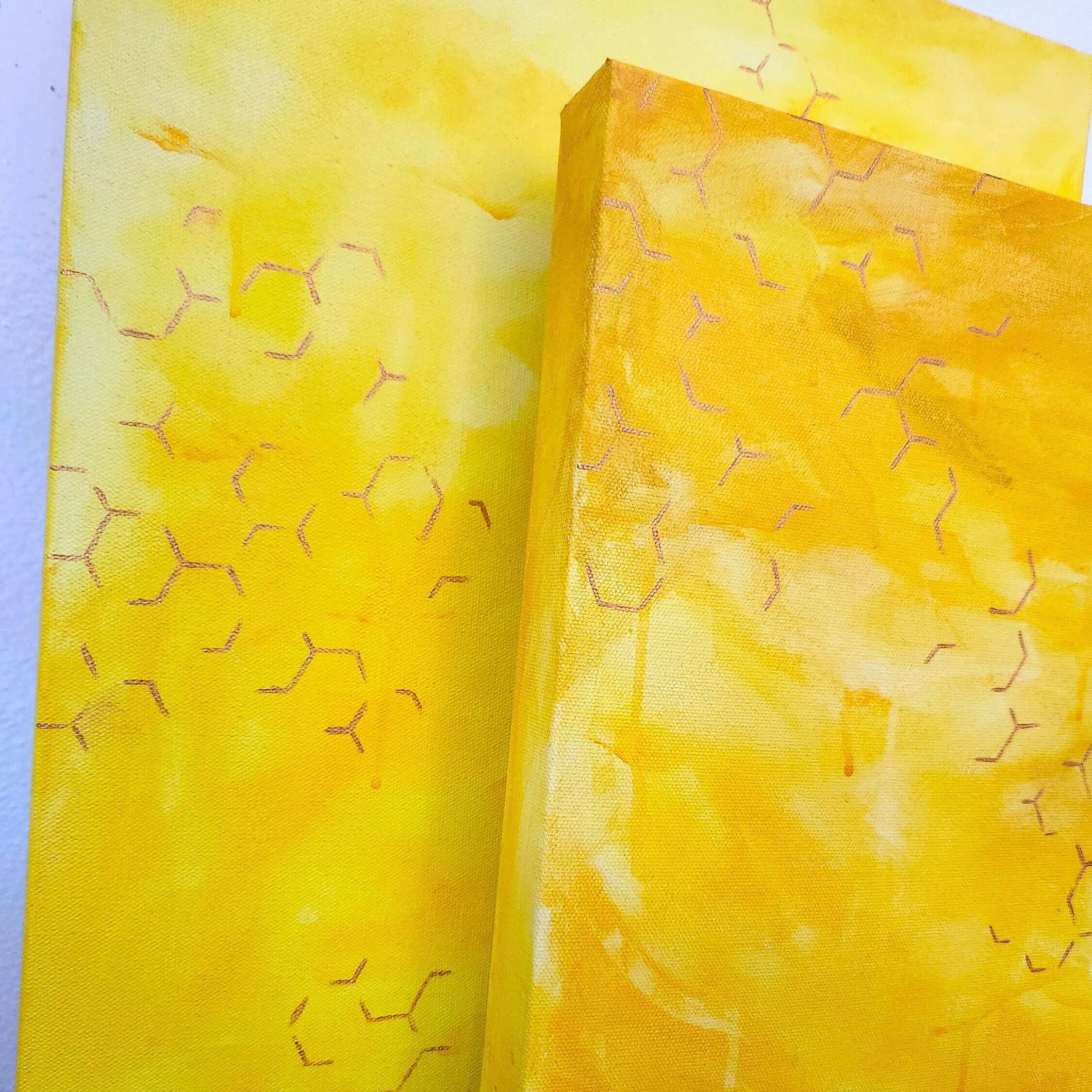 Original Honeycomb Acrylic Painting Canvas Yellow Honey Bee - Etsy