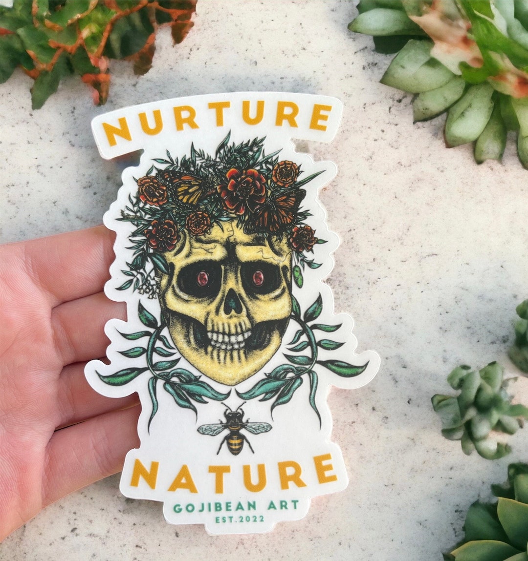 Cottagecore Clear Sticker, melissa Nurture Nature Design, Skull Decal ...