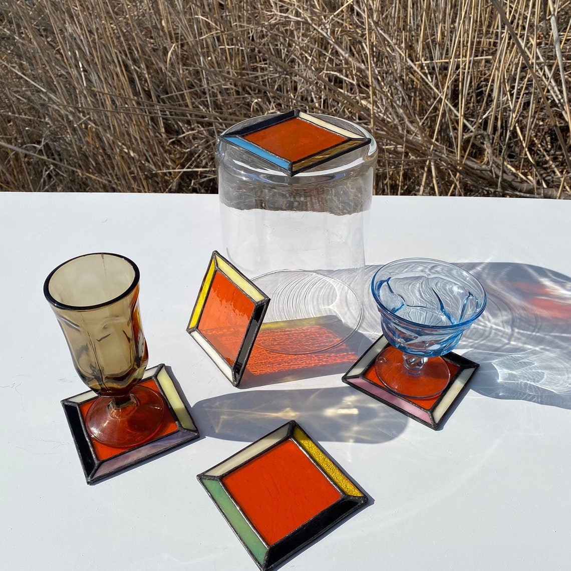 Funky Stained Glass Coaster Set - Etsy