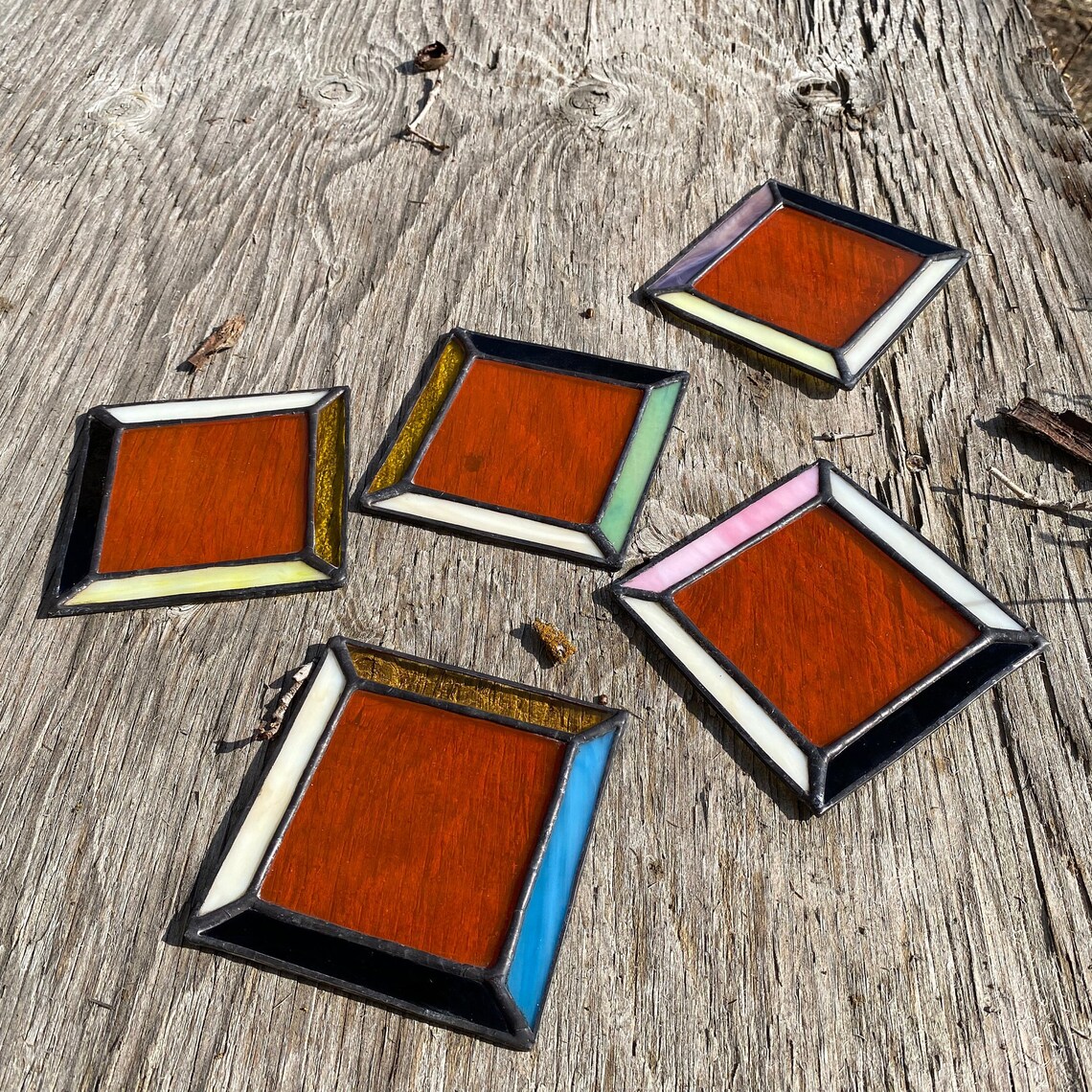 Funky Stained Glass Coaster Set - Etsy