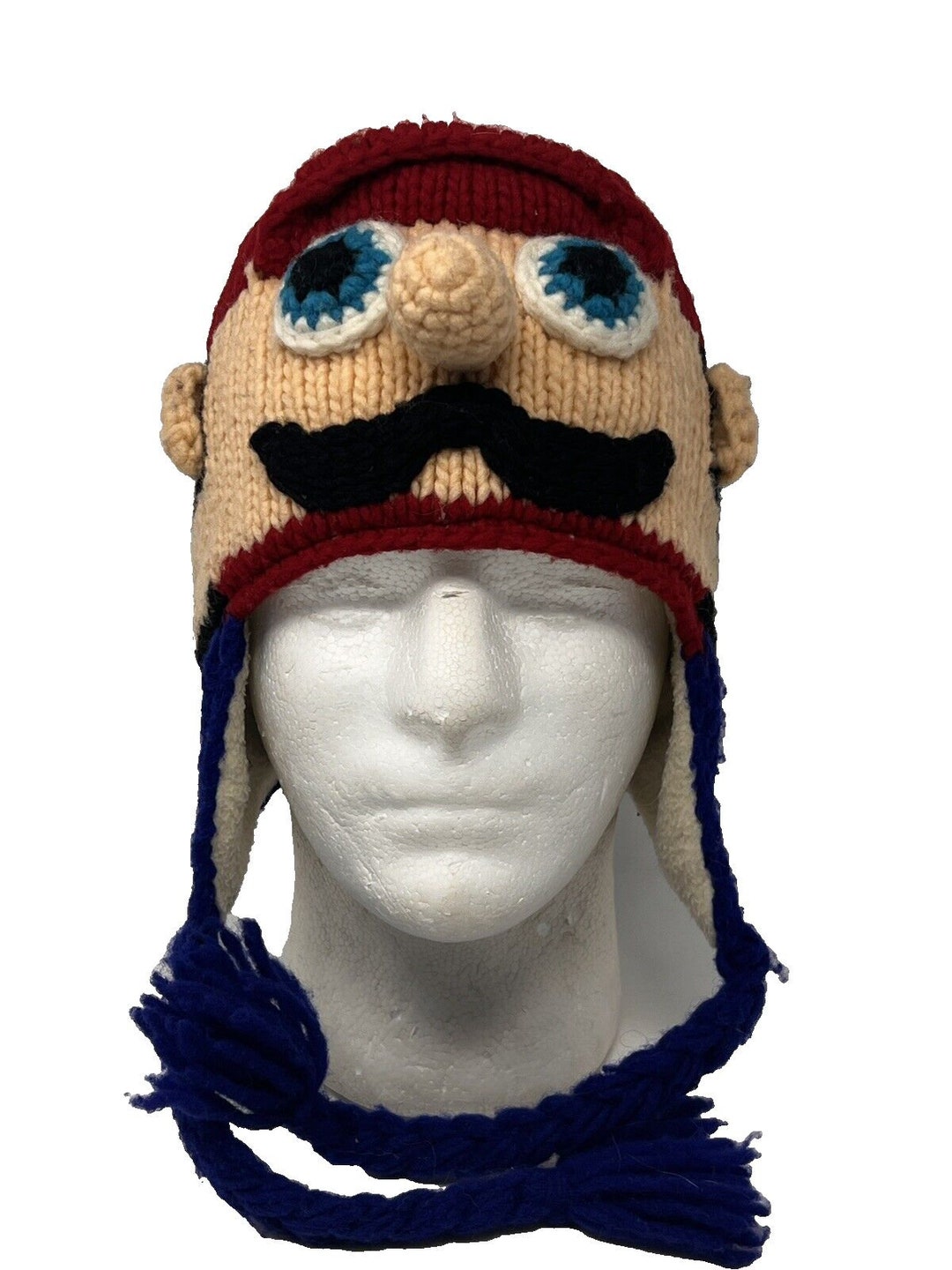 Super Mario Bros Vintage 100% Wool Cap Mario Head Knitted Beanie W ...