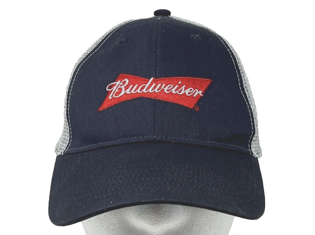 Budweiser Adults Blue White Mesh Trucker Cap Vintage Snapback Baseball ...