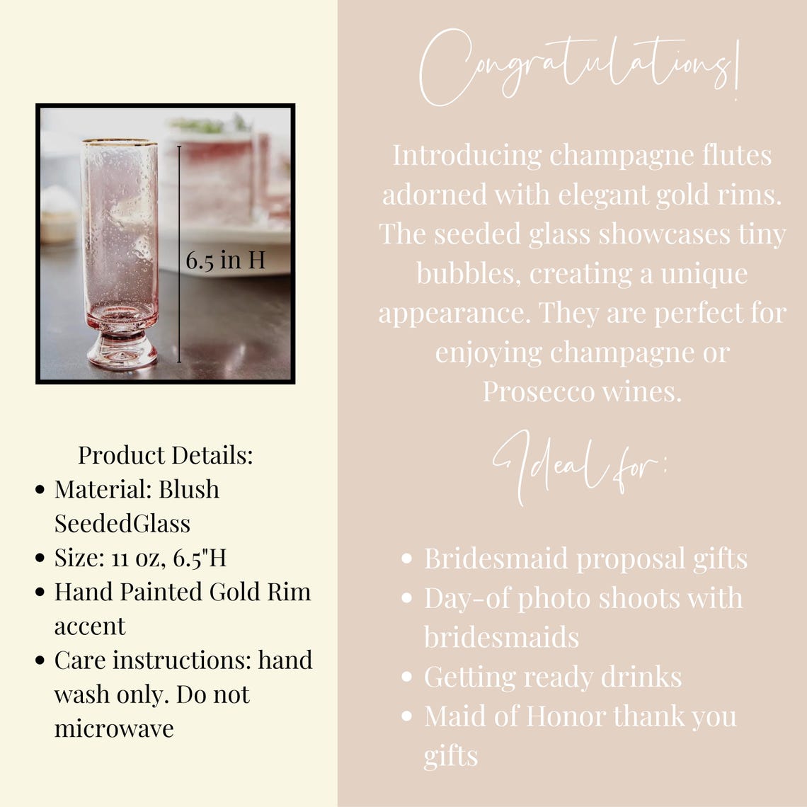 Champagne Flutes for Bridesmaid Proposal Gift Glass Flute Wine Lover ...