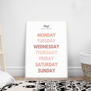 Day of the Week Poster - Printable Wall Art - Educational Prints ...