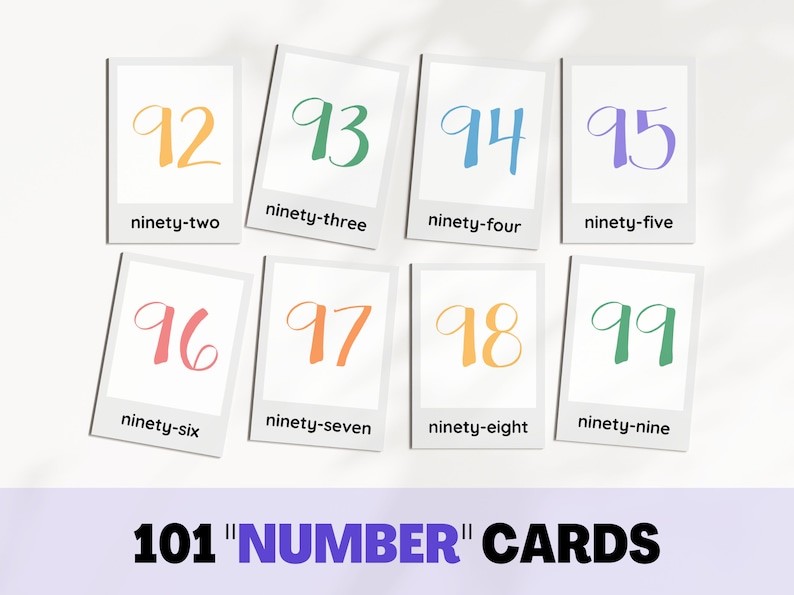 NUMBER Printable Flash Cards for Kids, Homeschool Learning Material ...