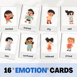 EMOTIONS Printable Flash Cards for Kids, Homeschool Learning Material ...