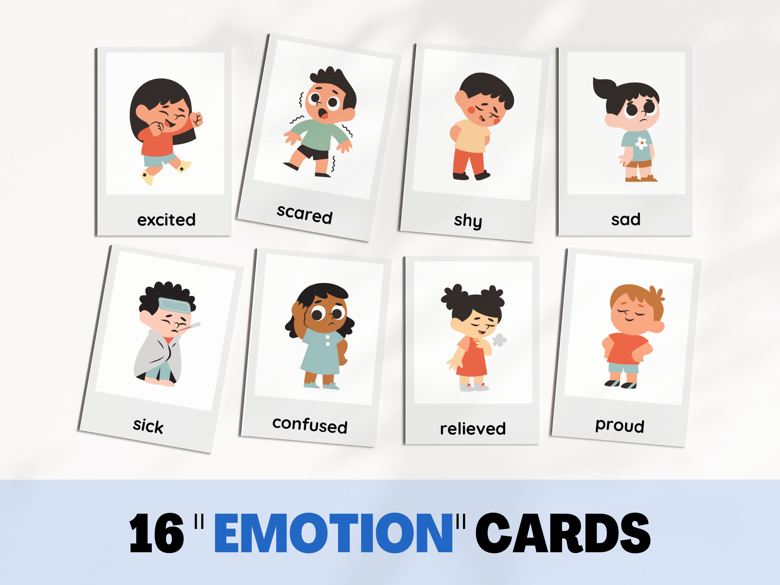 EMOTIONS Printable Flash Cards for Kids, Homeschool Learning Material ...