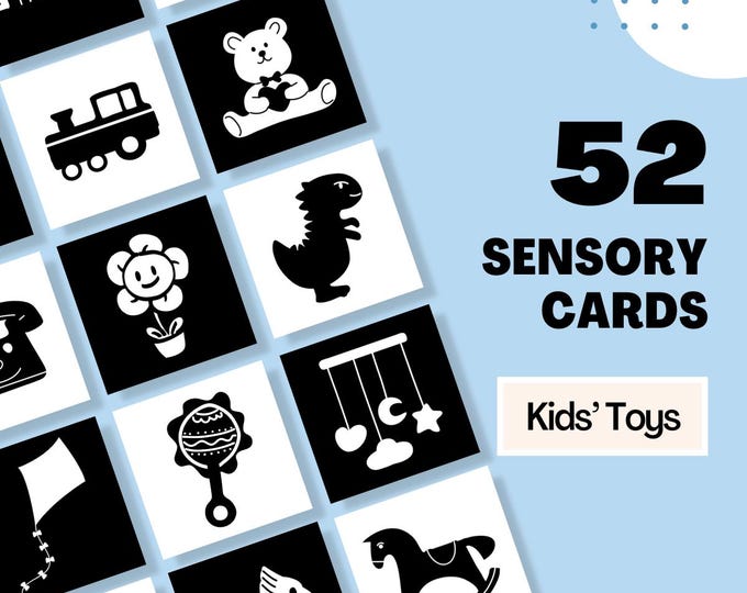 Black & White Baby Sensory Cards - High Contrast Printable Montessori ...