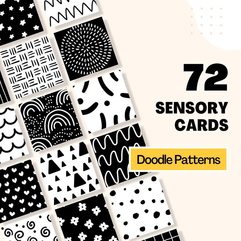 Black & White Baby Sensory Cards - High Contrast Printable Montessori ...