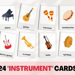 INSTRUMENTS Printable Flash Cards for Kids, Homeschool Learning ...