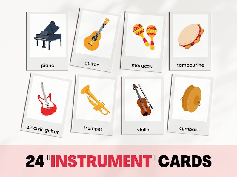 INSTRUMENTS Printable Flash Cards for Kids, Homeschool Learning ...