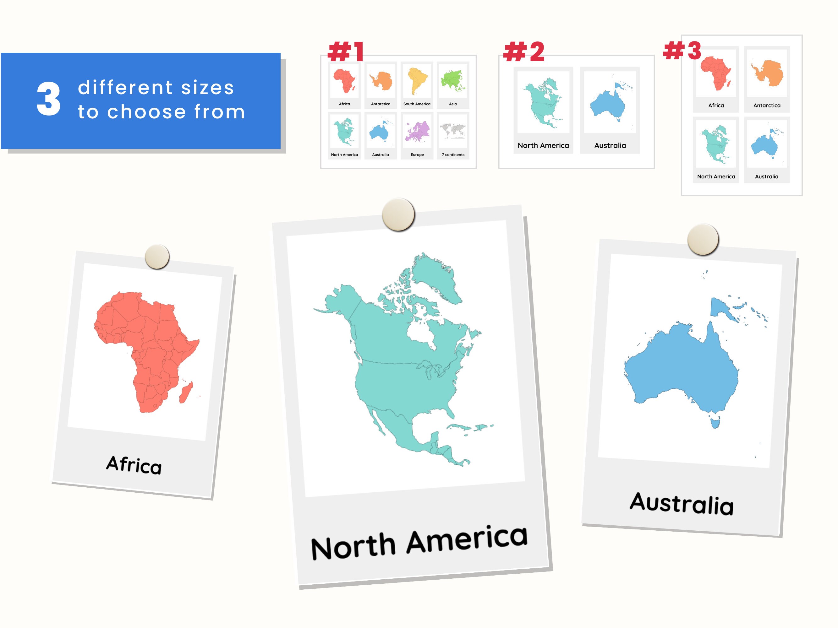 CONTINENTS Printable Flash Cards for Kids, Homeschool Learning Material ...